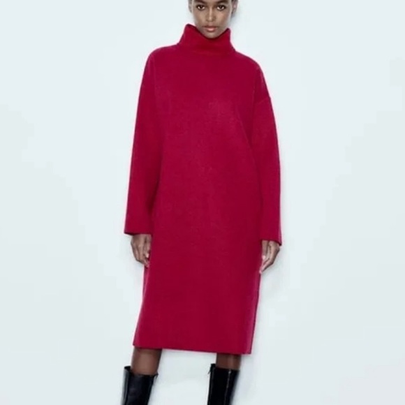 Zara | Dresses | Zara Ohsosoft Aline Turtle Neck Midi Dress Perfect For ...